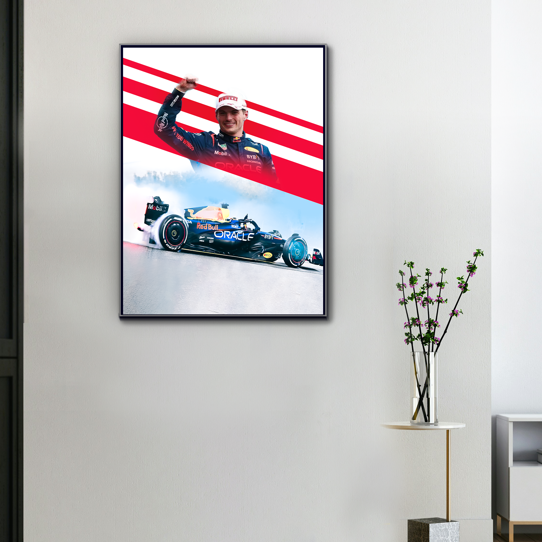 Toile F1 Max Verstappen Le Drift de Monza, art mural Red Bull et ...
