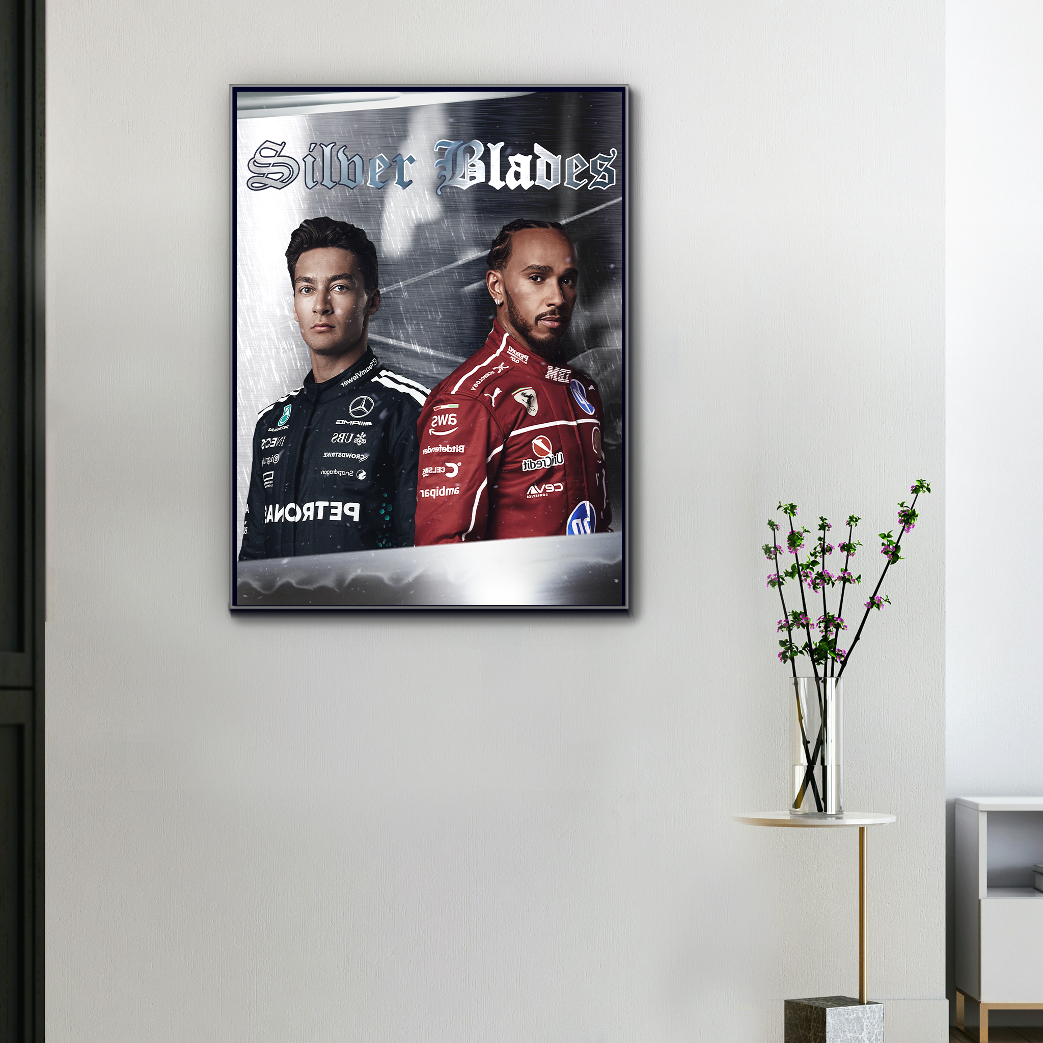 F1 Silver Blades Russell x Hamilton canvas, tribute to the Mercedes duo ...